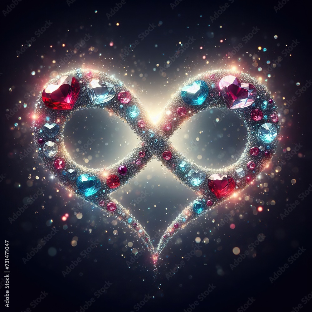 3D infinity symbol and heart symbol combined into one figure decorated ...