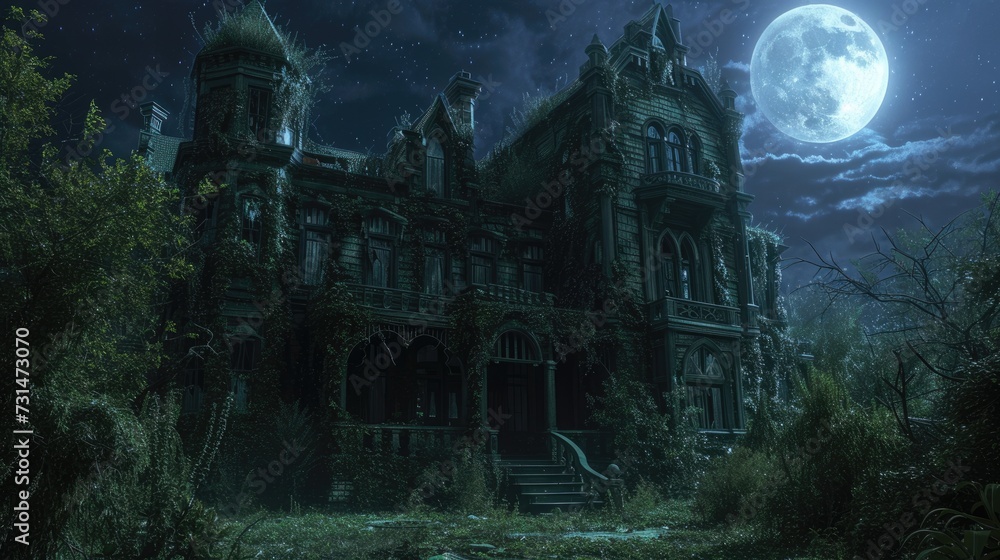 A hauntingly beautiful gothic mansion sits in eerie silence, with the ...