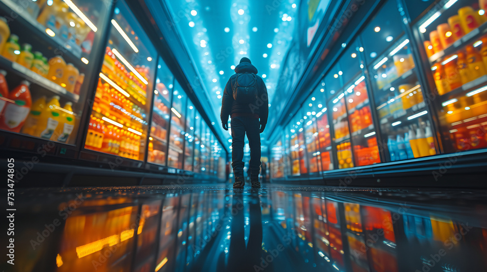 Grocery store isle - shopping center - supermarket - bakeh effect ...