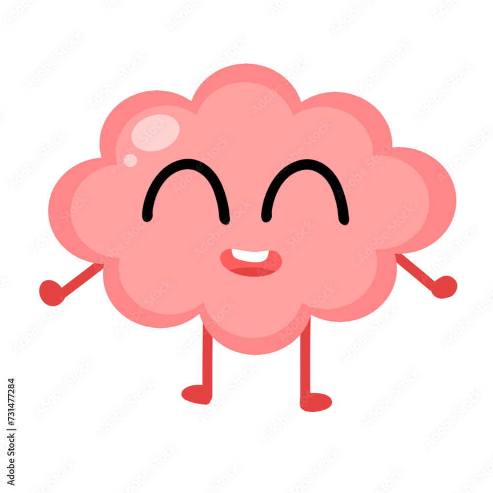 simple vector illustration of the brain. Cute funny human brain, organs ...
