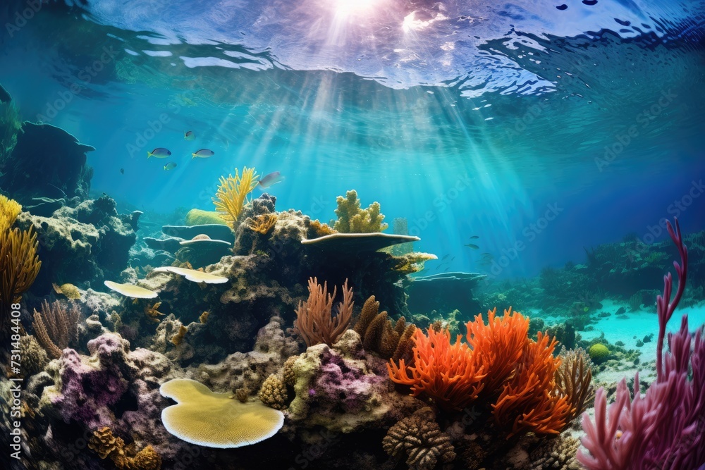 Explore the mesmerizing world of a coral reef, teeming with diverse ...
