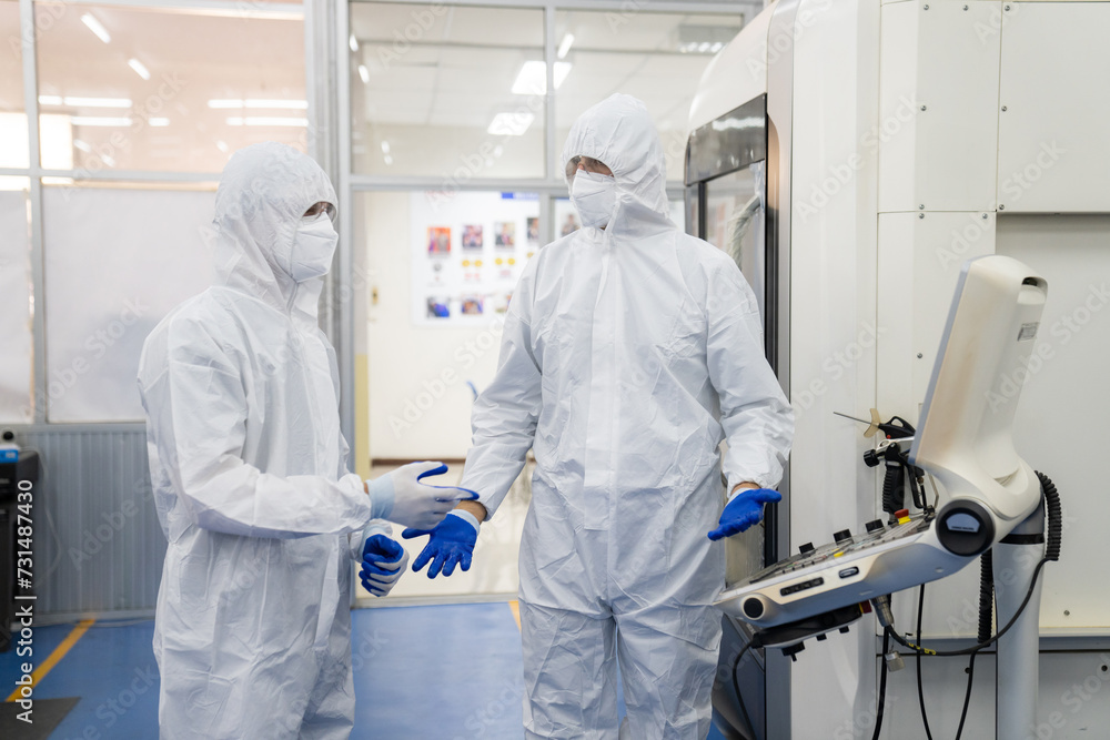 Professional Heavy Industry Robotics Engineer Wearing White Coat ...