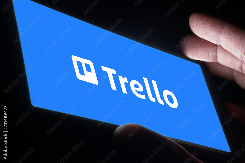 Dhaka, Bangladesh- 11 March 2024: Trello logo is displayed on ...