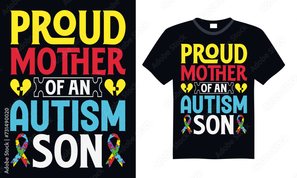 Proud Mother Of An Autism Son - Autism T shirt Design, Handmade ...