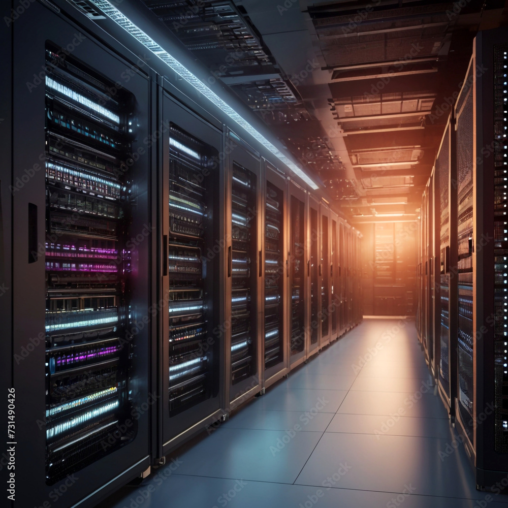 server room with servers Server racks in server room data center server ...