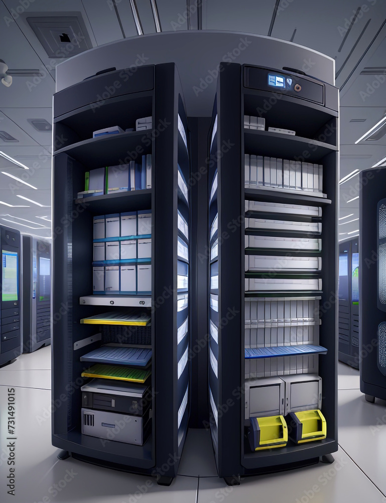 server room with servers Server racks in server room data center server ...