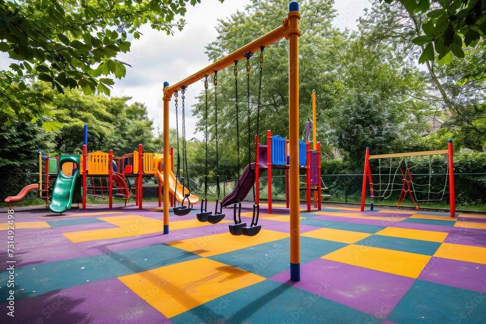 Childrens Play Area in Park, Fun and Safe Outdoor Recreation for Kids ...