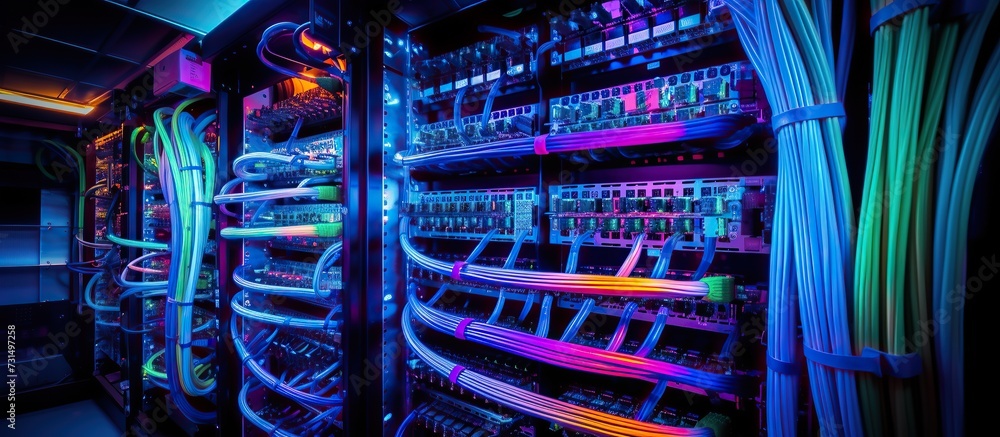 Advance server room with cable switch, data center fully operational ...