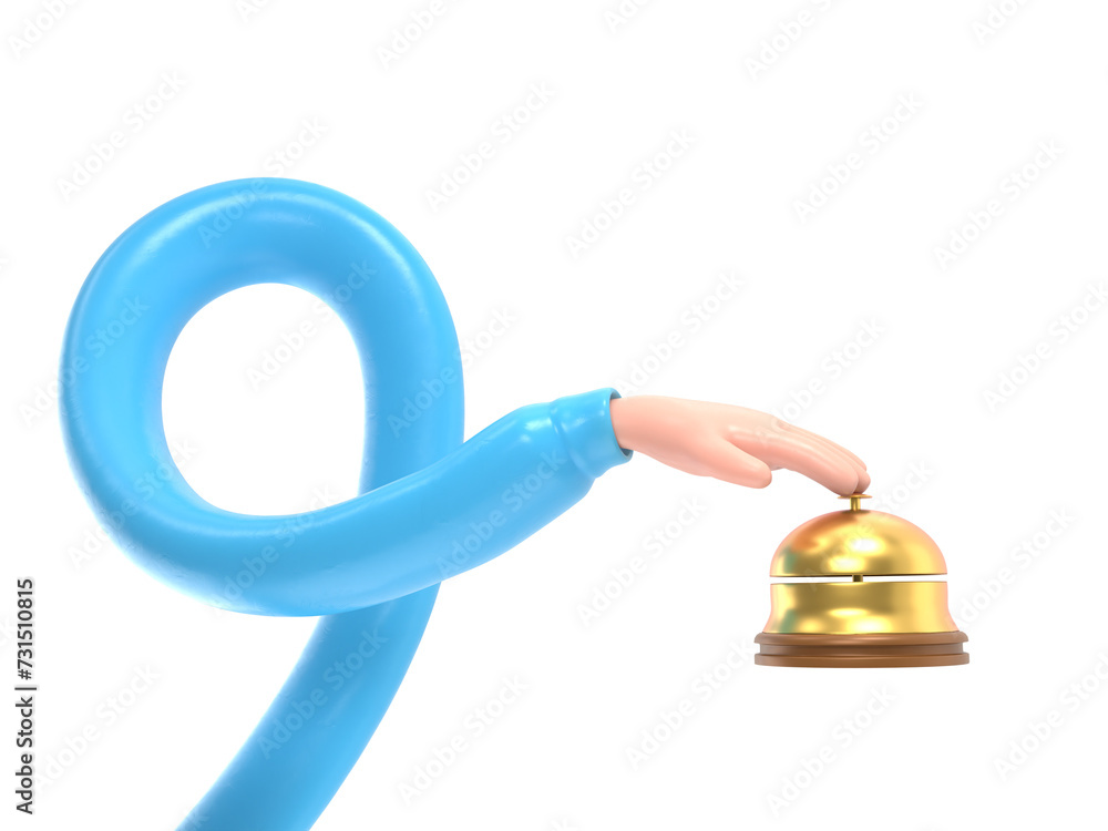 Male hand pressing service bell. Service bell,flat design style. 3d ...