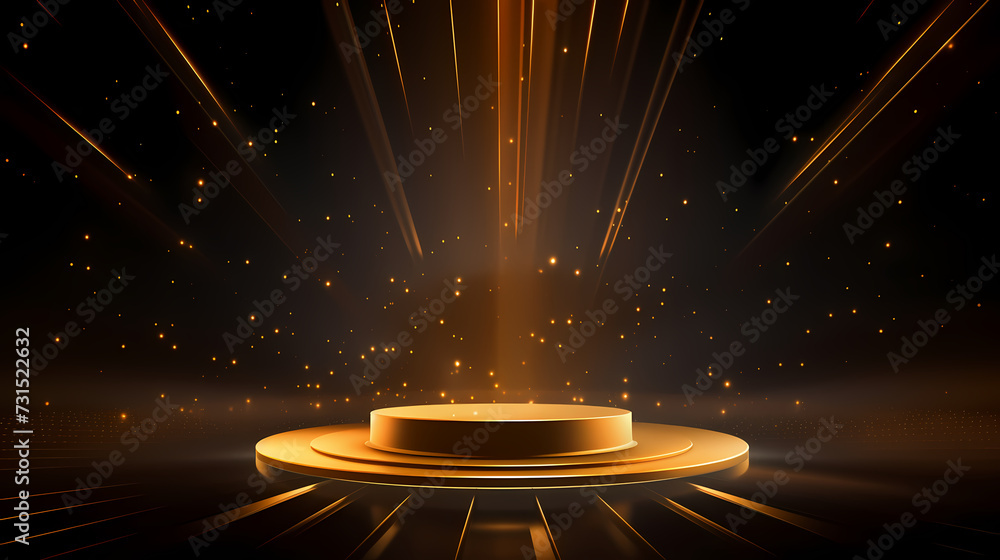 Award ceremony background, golden glitter light effect decoration and ...
