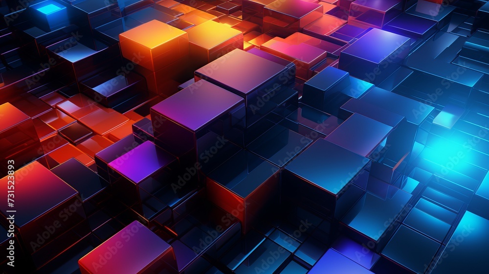 Dynamic multicolored tech background: vibrant 3d geometric structure in ...