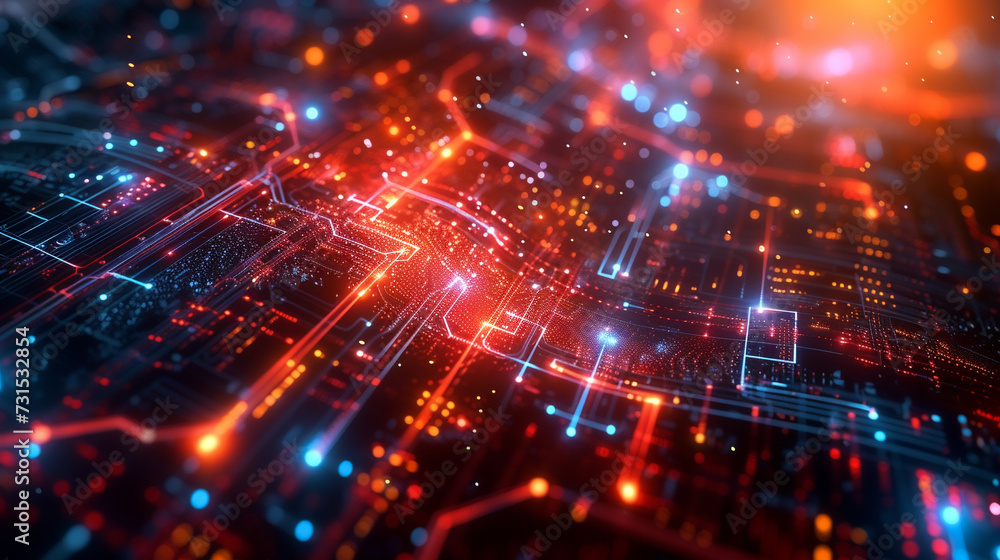 Craft an illustration showcasing a quantum computing system interface ...