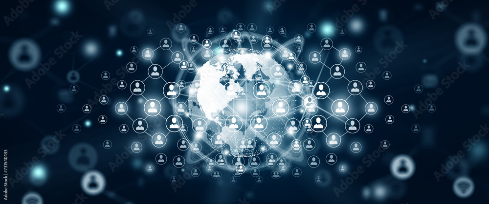 World business, People and Network connection concept. Global ...