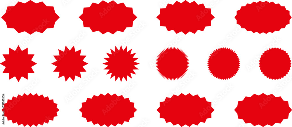 Starburst red sticker set - collection of special offer sale oval and ...