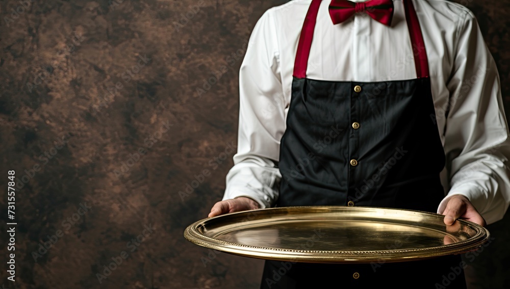 With poise and elegance, a waiter carries a tray, symbolizing the ...