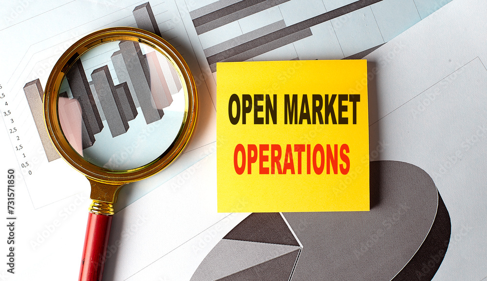 OPEN MARKET OPERATIONS text on sticky on chart, business Stock-Foto ...