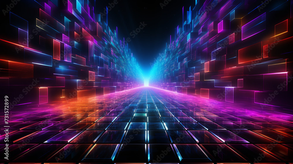 3d technology abstract neon light background, empty space scene ...