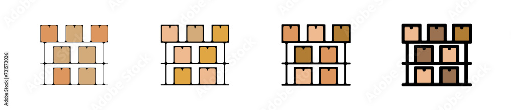 Icones symbole logo entrepot logistique stockage colis cartons couleur ...