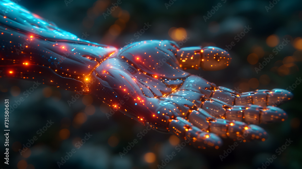 Mechanical Cyborg Hand in Futuristic Concept, Artificial Intelligence ...