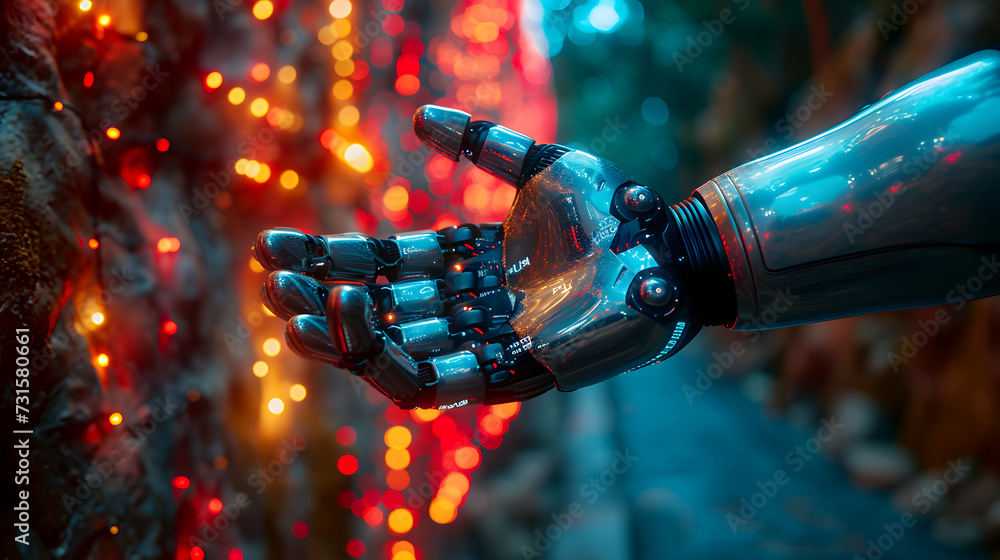Mechanical Cyborg Hand in Futuristic Concept, Artificial Intelligence ...