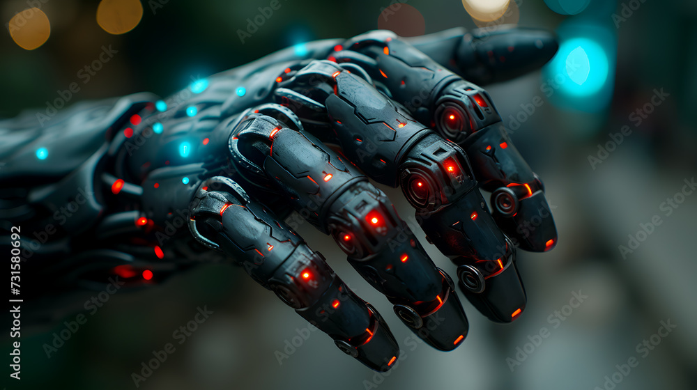 Mechanical Cyborg Hand in Futuristic Concept, Artificial Intelligence ...