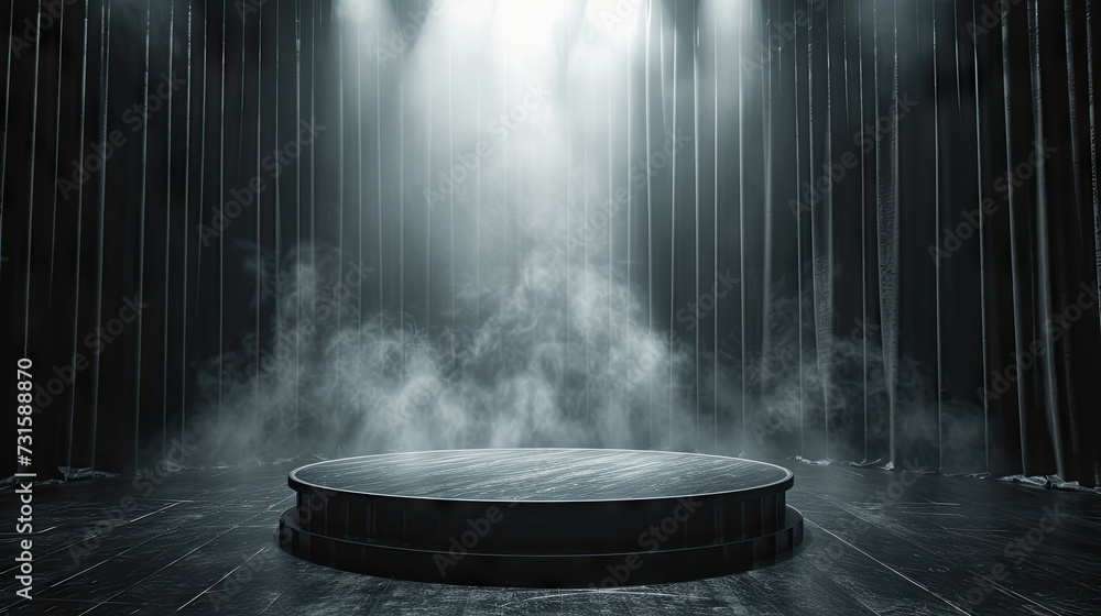 Free stage with lights and smoke, Empty stage with white spotlights ...