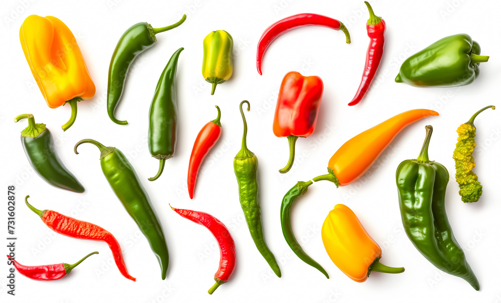 fond rempli de piments de différentes sortes et différentes couleurs ...