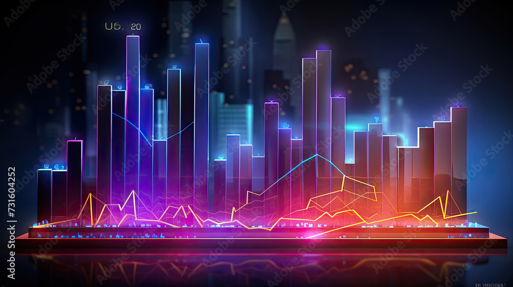 Colorful top and bottom graphics graph Charts with lighting effects on ...