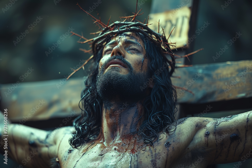 Imagination of A powerful image of Jesus on the cross, with ...