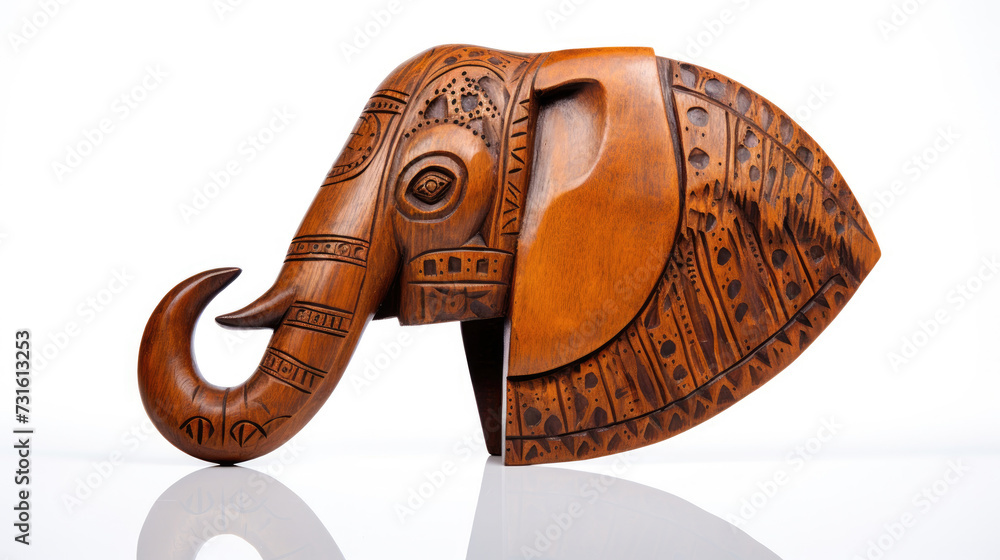 Ancient tribal elephant head shaped mask authentic hand carved statue ...