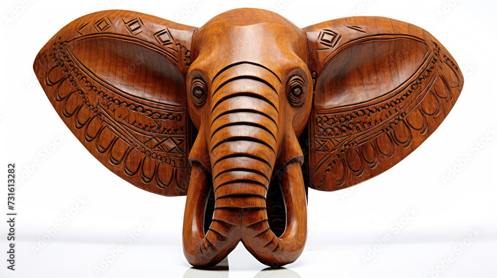 Ancient tribal elephant head shaped mask authentic hand carved statue ...