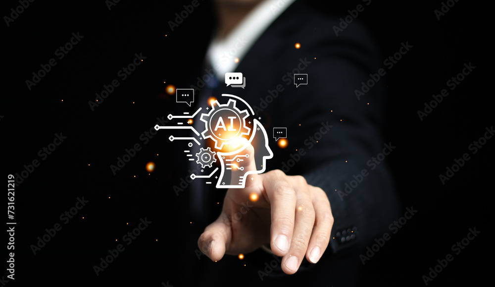 Chatbot Chat with AI, Concept Humans work with artificial intelligence ...