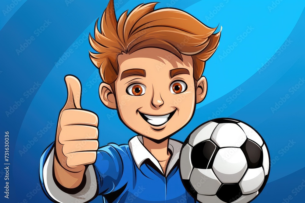 Animated Soccer Star Boy with Thumbs Up - Cheerful Sports Spirit ...