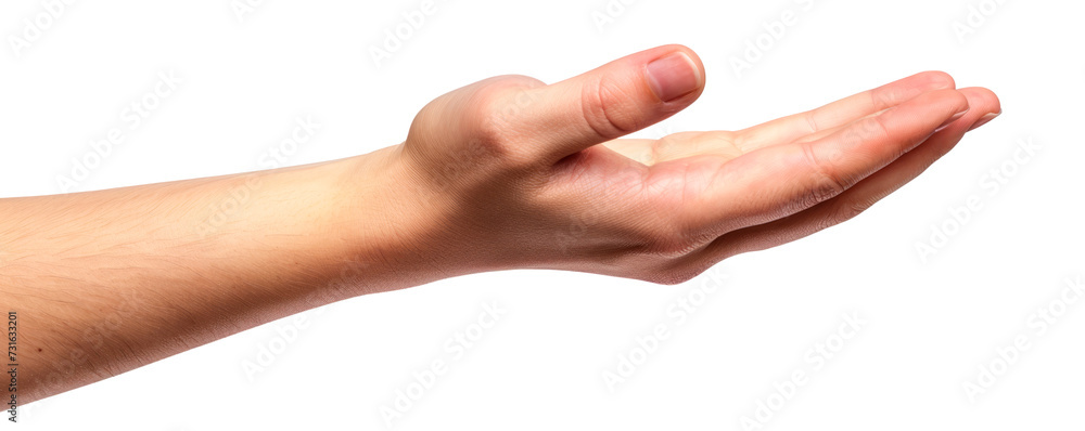 Hand holding something. Open hand. Isolated on transparent background ...