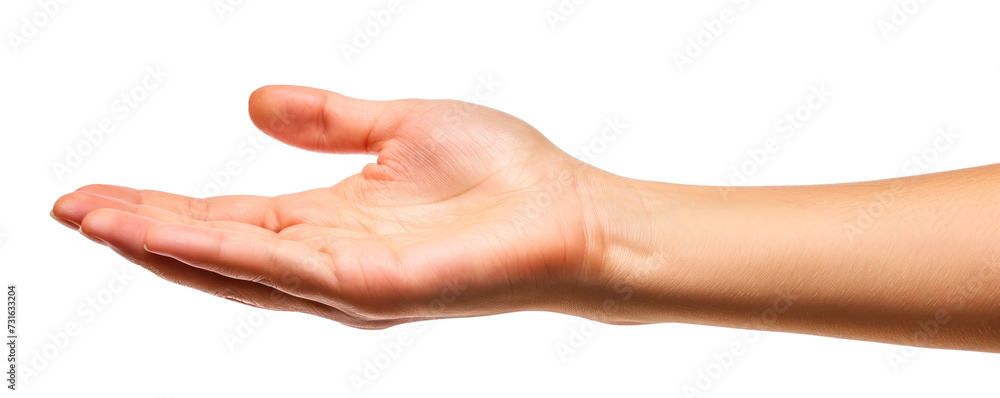 Hand holding something. Open hand. Isolated on transparent background ...