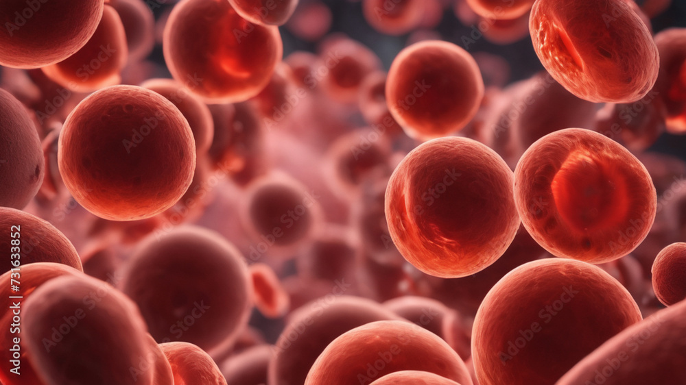 Red blood cells under microscope, Red blood cells flow through the vein ...