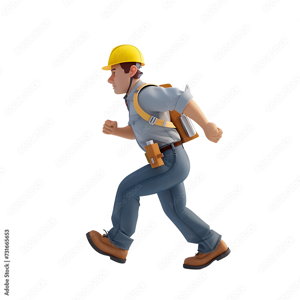 Character of a supervisory engineer running on a transparent background ...