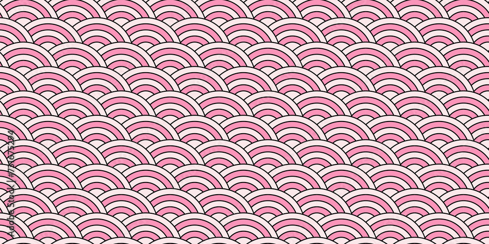 Soft Pink Scalloped Pattern, A seamless pattern displaying rows of ...