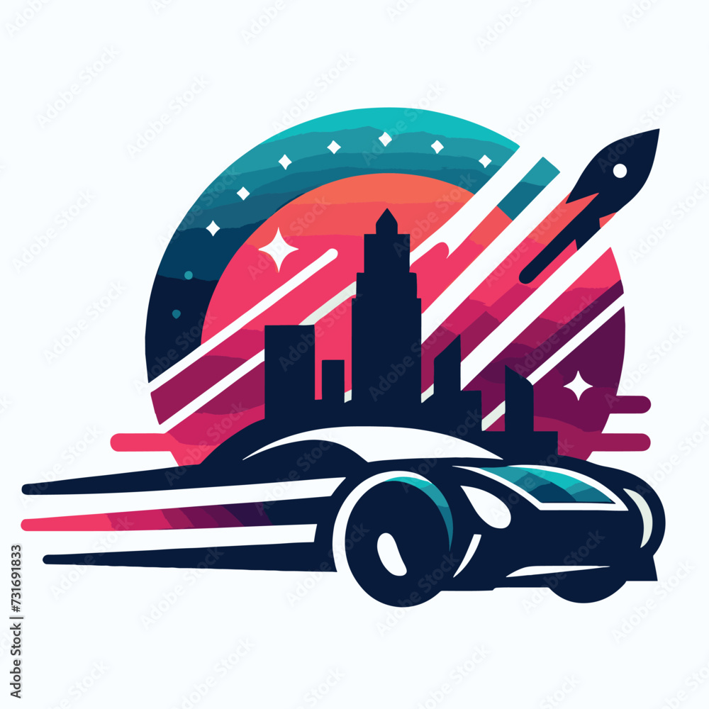 Vector flat design car logo design, Generative Ai Stock Vector | Adobe ...