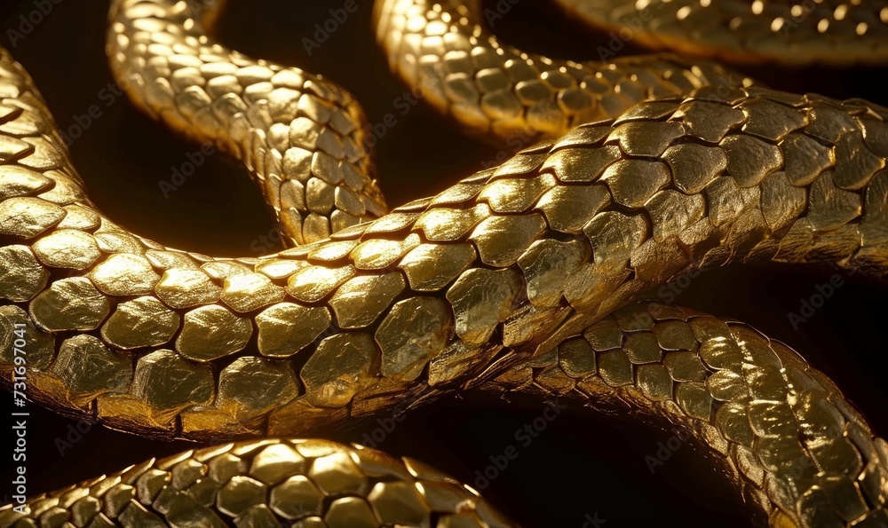 looping 3d animation, abstract background with gold snake loops, shiny ...