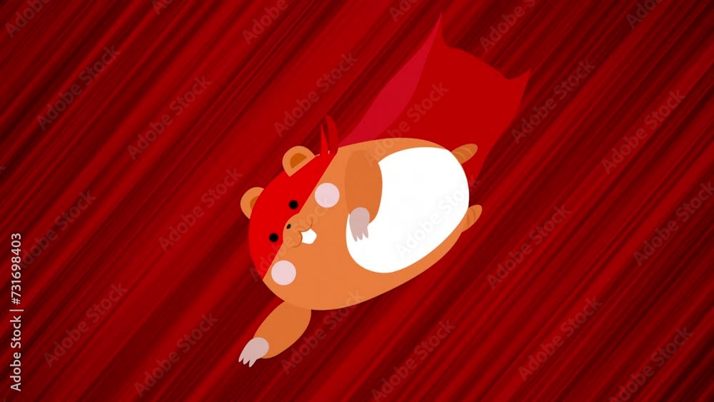 Vidéo Stock Flying hamster on red background. Animation of flying ...