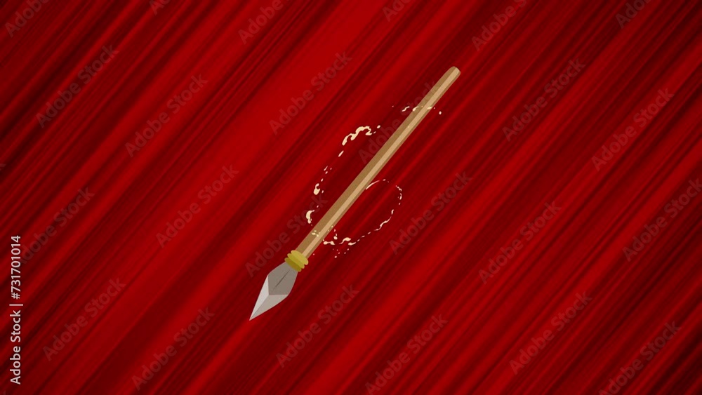 Flying spear on red background. Looped animation of athletics javelin ...