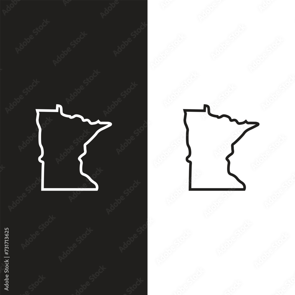 Minnesota Map black outline state USA. Vector Illustration. Stock ...
