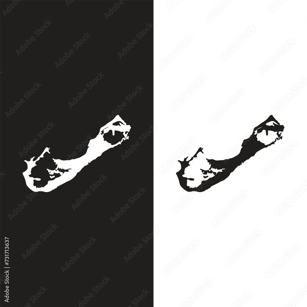 Simple (only sharp corners) map of Bermuda vector drawing. Mercator ...