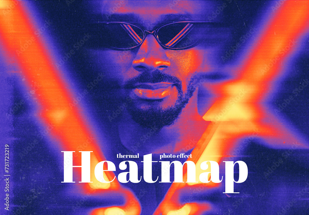 Grainy Gradient Heatmap Thermal Photo Effect Stock Template | Adobe Stock
