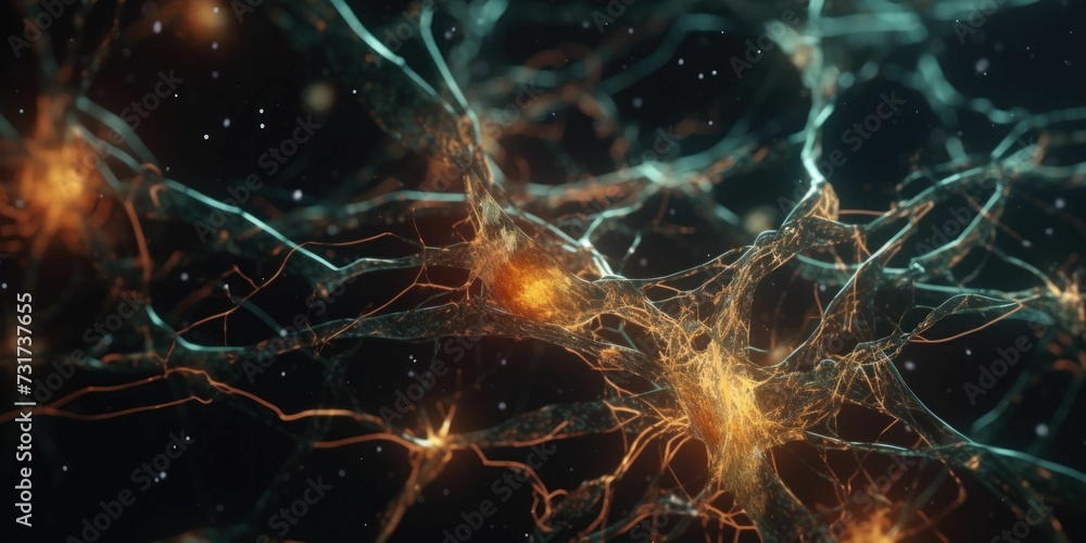 AI generated illustration of neurons connected to each other with a ...