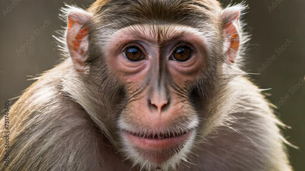 monkey with a very large face and a very long nose, photography ...