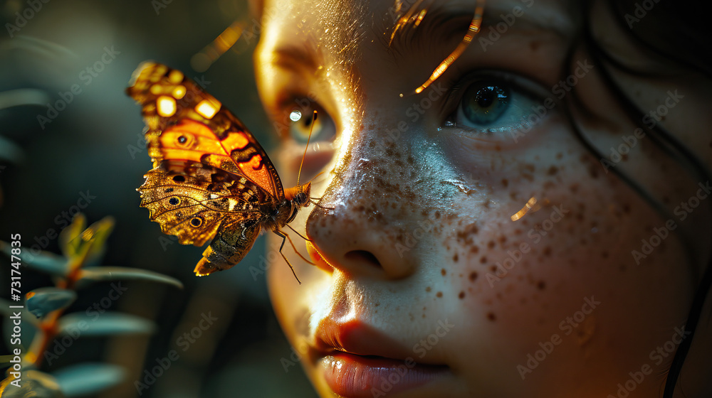 Childlike Wonder: A Close-Up Shot Capturing the Pure Wonder ...