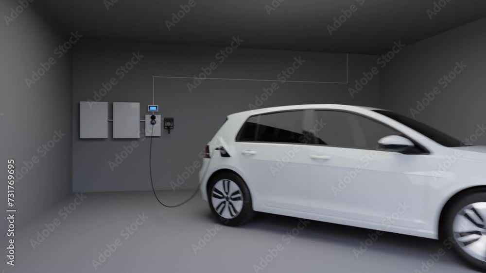 Universal electric car Hybrid electric car EV is charged from a wall ...