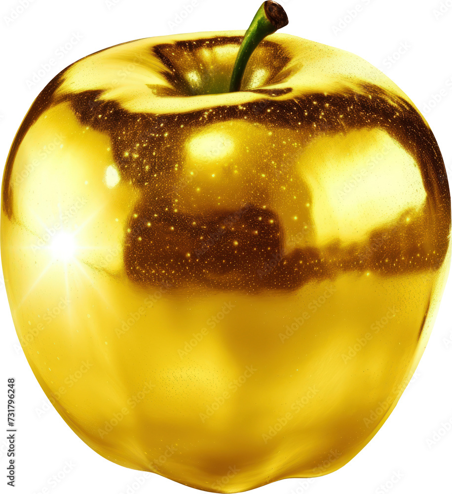 Golden apple transparent background PNG clipart Stock Photo | Adobe Stock